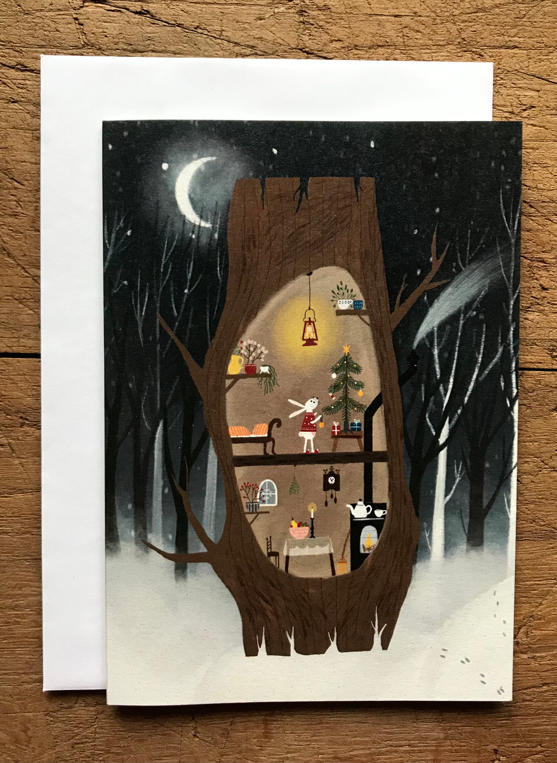 Bunny with a xmas tree - eco friendly card – Kristina Kemenikova